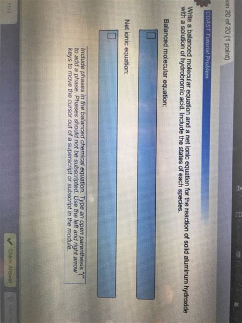 Solved Write A Balanced Molecular Equation And A Net Ionic