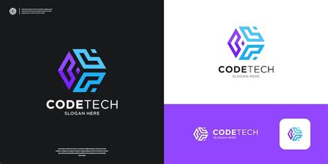 Premium Vector Geometric Coding Programing Logo Design Template