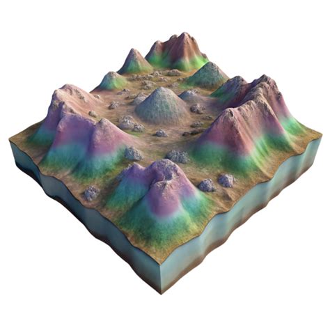 Dramatic Classic D Spectral Terrain Model Cutout With Realistic