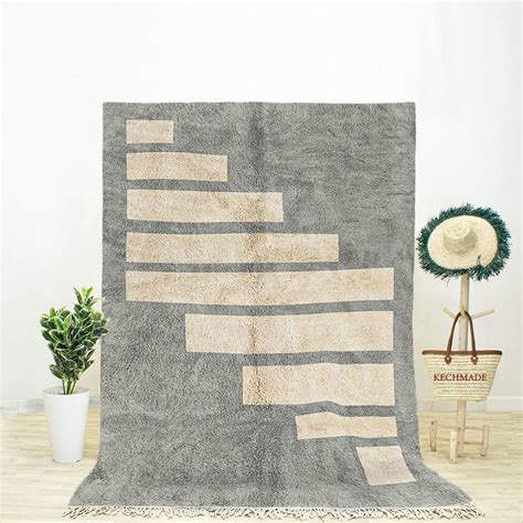Abstract Rug 9x12 Grey Moroccan Rug Beni Ourain Rug Grey Rug For