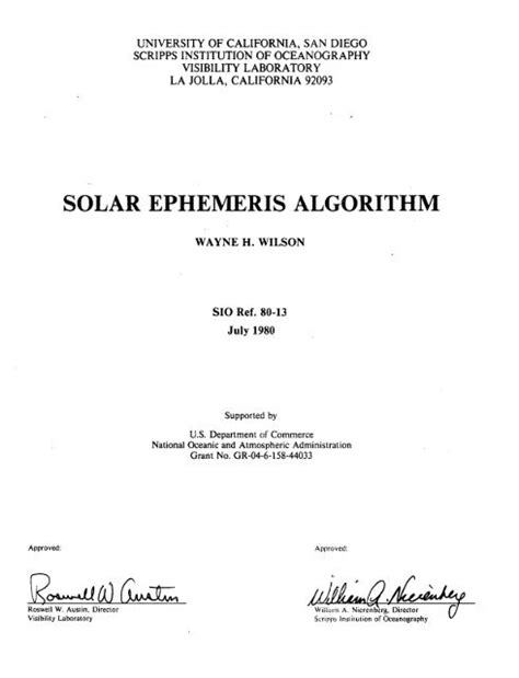 1980 Solar Ephemeris Algorithm