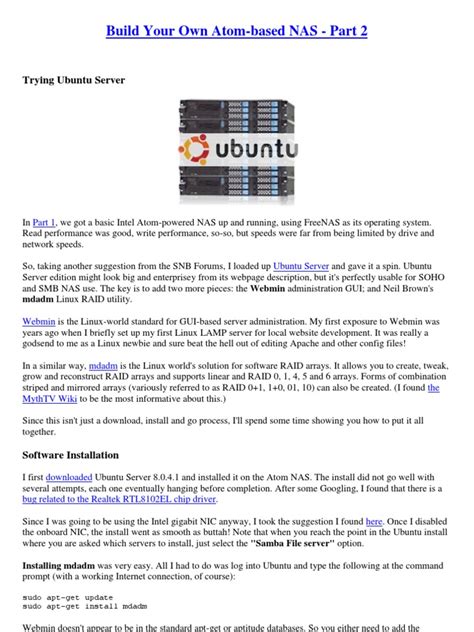 Configuring An Ubuntu Server Based Nas With Mdadm Software Raid And