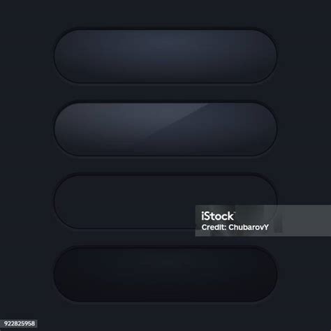 Boutons De Linterface Long Noir Éléments Dapp Blanc Sur Fond Foncé