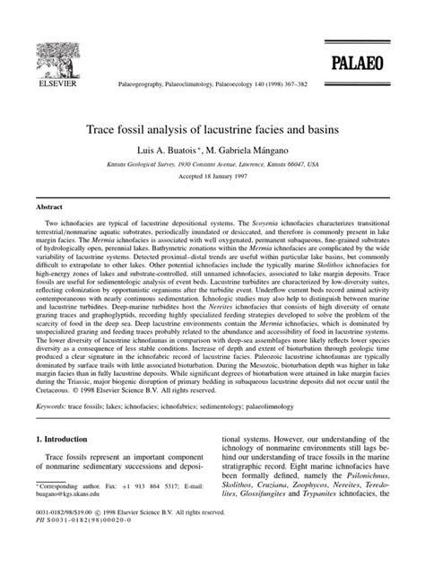 Trace Fossil Analysis Of Lacustrine Faci Pdf Lake Sedimentary Rock
