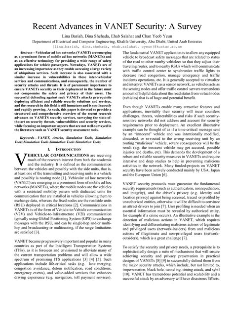 Pdf Recent Advances In Vanet Security A Survey