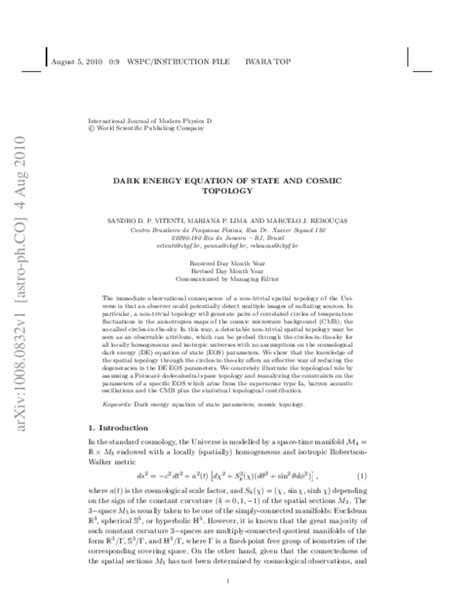Pdf Dark Energy Equation Of State And Cosmic Topology
