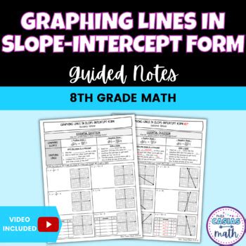 Graphing Lines From Slope Intercept Form Guided Notes Lesson By Mrscasiasmath