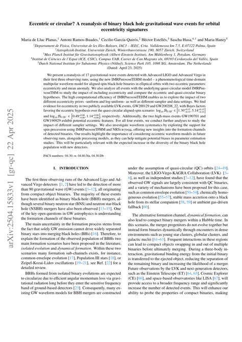 Pdf Eccentric Or Circular A Reanalysis Of Binary Black Hole Gravitational Wave Events For