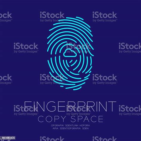 지문 스캔 클라우드 아이콘 기호 개념 아이디어 일러스트 어두운 파란색 배경과 지문 텍스트 복사 공간에 격리 설정 누른 자국에 대한 스톡 벡터 아트 및 기타 이미지 Istock