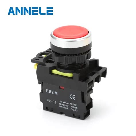 La115 Maintained Push Button Switch 22mm Ip65 Round Flat Head Plastic Latching Push Button