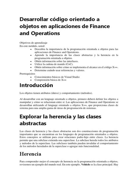Develop Object Oriented Code In Finance And Operations Apps Pdf Herencia Programación