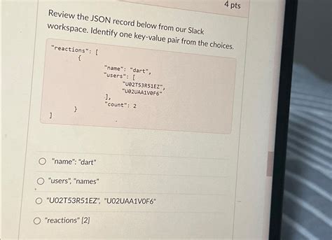 Solved 4 ﻿ptsreview The Json Record Below From Our Slack