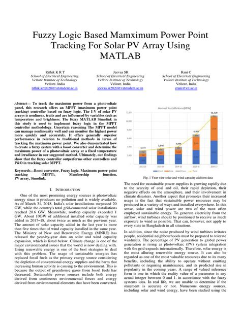 Final Report Fuzzy Logic Based Mamimum Power Point Tracking For Solar