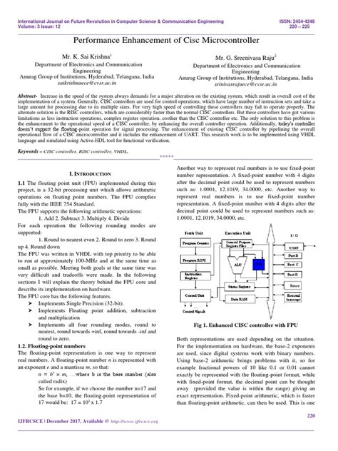 performance enhancement of cisc microcontroller mr k sai krishna mr g sreenivasa raju pdf