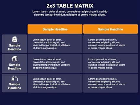 2x3 Table Matrix Power Point Template Matrix Powerpoint