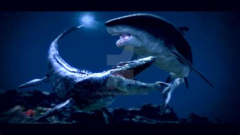 Mosasaurus Vs Megalodon By Trex096 On Deviantart