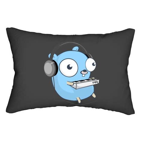 The Golang Mascot Music Black Edition Lumbar Pillows Sold By