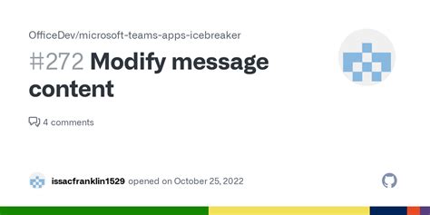 Modify Message Content · Issue 272 · Officedev Microsoft Teams Apps Icebreaker · Github
