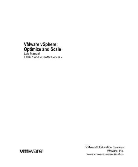 VMware VSphere Optimize And Scale Lab Manual ESXi 7 And VCenter Server 7 Scholarfriends