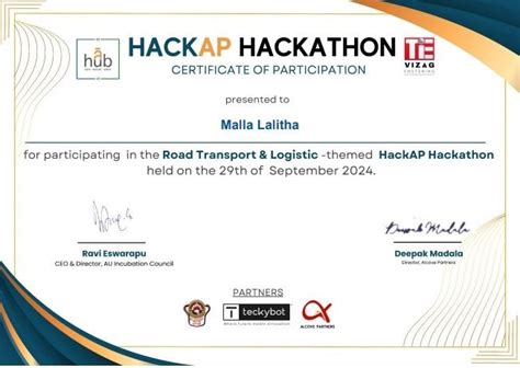 malla lalitha on linkedin here is my new certificate for having participated in hackap hackathon…