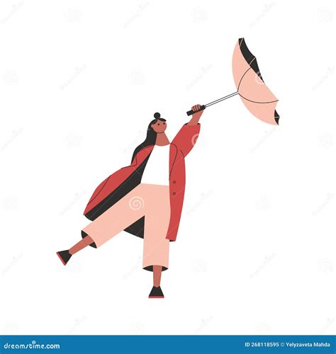 Cartoon Man In Windy Weather Vector Illustration 38072236