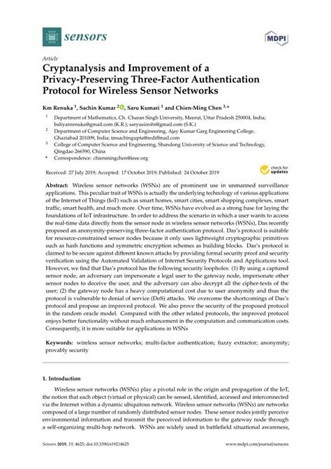 Pdf Cryptanalysis And Improvement Of A Privacy Preserving Three Factor Authentication Protocol