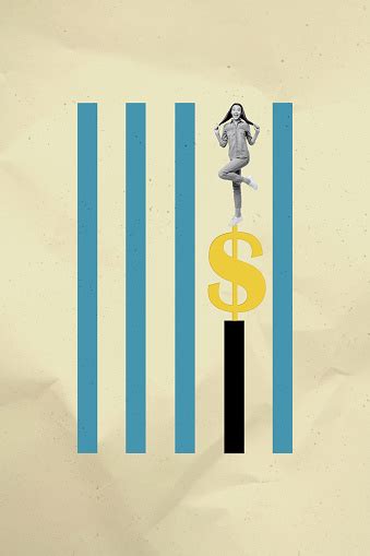 스케치 템플릿 디자인 3d 사진 콜라주 합성 젊은 아가씨 스탠드 포즈 거대한 달러 기호 돈 경제 예산 금융 수입 사업 20 24세에 대한 스톡 사진 및 기타 이미지 Istock