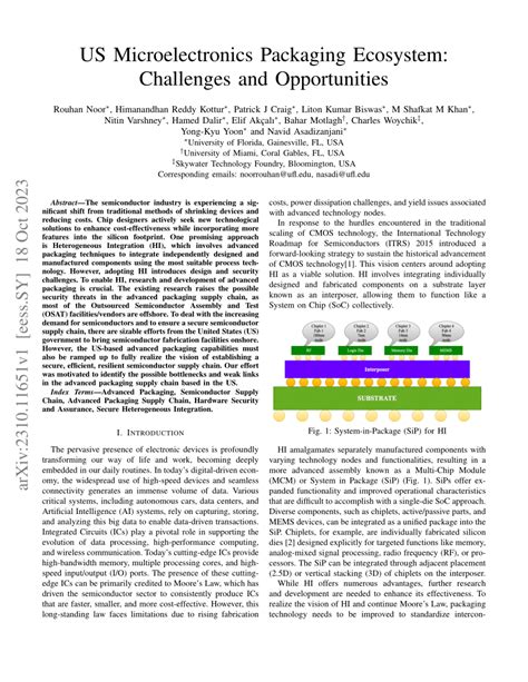 Pdf Us Microelectronics Packaging Ecosystem Challenges And Opportunities