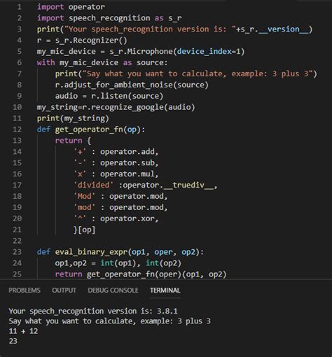 Voice Command Calculator In Python Using Speech Recognition Pyaudio