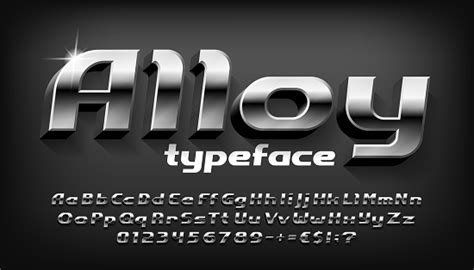 합금 알파벳 글꼴 그림자3d 금속 문자 숫자와 문장 부호 크롬에 대한 스톡 벡터 아트 및 기타 이미지 크롬 3차원 형태