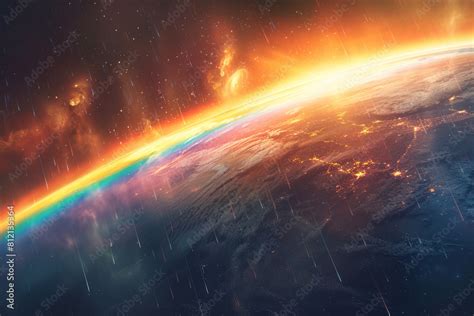 visualization of a prism floating in space dispersing sunlight into a