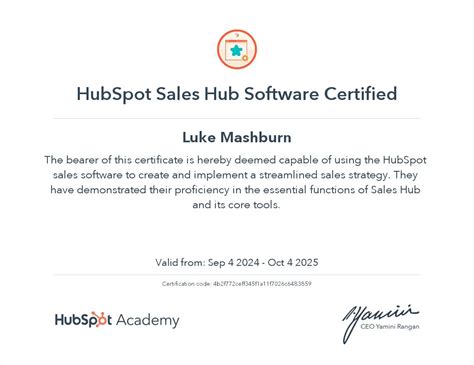 Im Happy To Share That Ive Just Earned My Hubspot Sales Hub Software Certification This