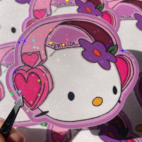 Hello Kitty Holographic Waterproof Vinyl Sticker 4 Depop