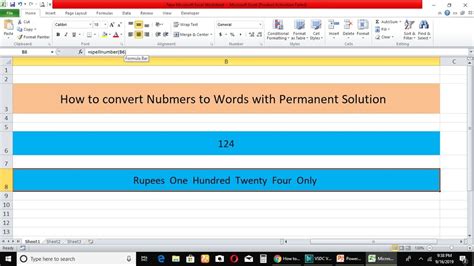 How To Convert Numbers Into Word In Ms Excel Youtube