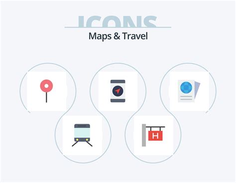 Maps And Travel Flat Icon Pack 5 Icon Design Pin Travel Document 19710164 Vector Art At