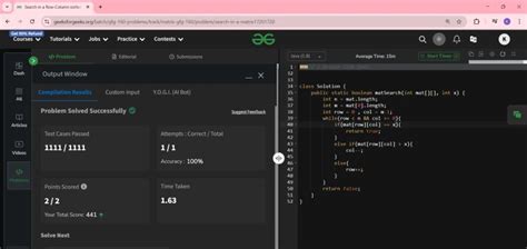 Khushi Jain On Linkedin Codingjourney Geeksforgeeks Problemsolving Algorithms Matrixsearch