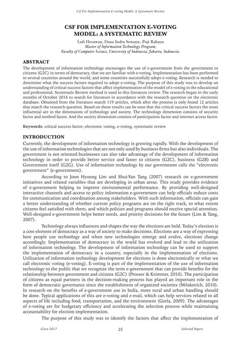 Pdf Csf For Implementation E Voting Model A Systematic Review