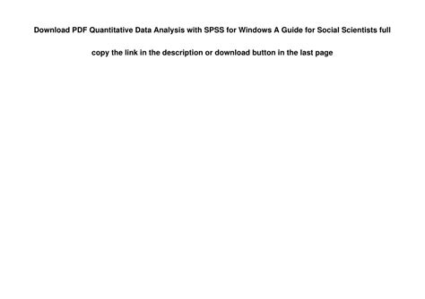 Ppt Download Pdf Quantitative Data Analysis With Spss For Windows A
