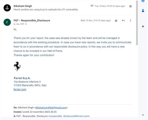 Find Local File Inclusion Vulnerability In Ferrari Dikshant Singh Posted On The Topic Linkedin