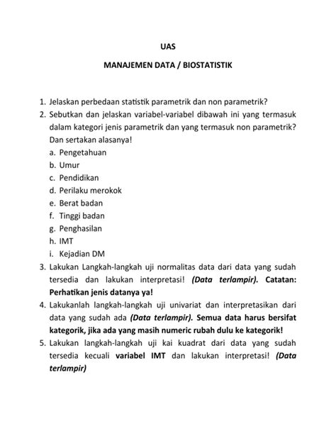 Uas Biostatistik Manj Data Dan Biostat Pdf
