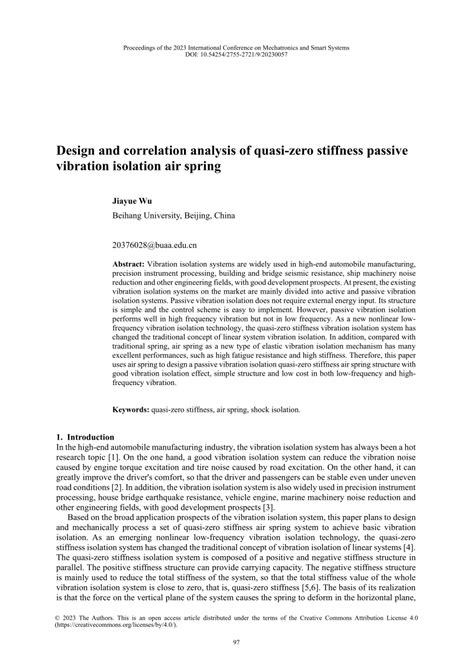 Pdf Design And Correlation Analysis Of Quasi Zero Stiffness Passive