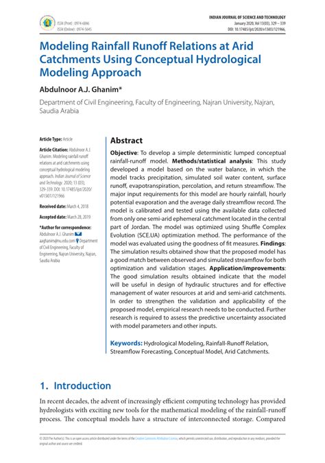 Pdf Modeling Rainfall Runoff Relations At Arid Catchments Using Conceptual Hydrological