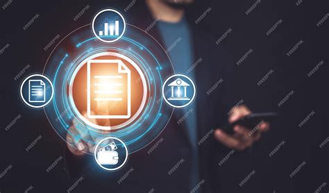 Premium Photo Documents Management Information System Concept Businessman Using Visual Screen