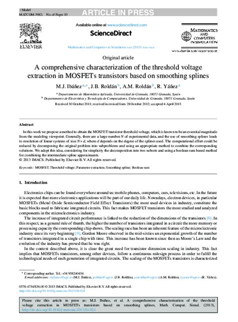 Pdf A Comprehensive Characterization Of The Threshold Voltage Extraction In Mosfets