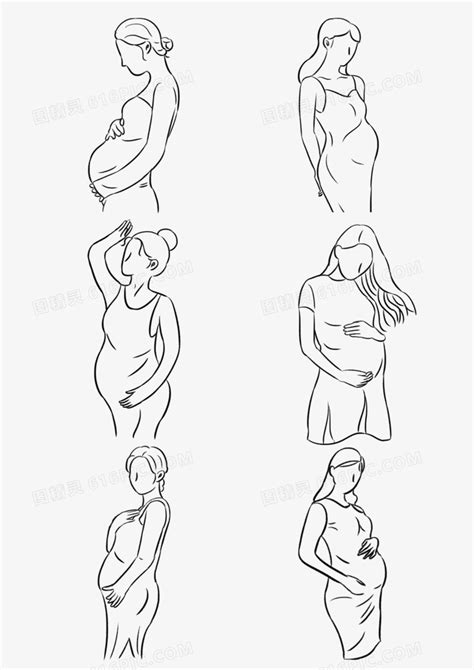 一组简笔画孕妈妈线稿合集素材图片免费下载 Png素材 编号vr7im735g 图精灵