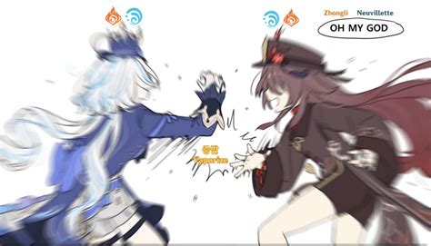 Hu Tao And Furina Genshin Impact Drawn By Sp I Ppp Danbooru