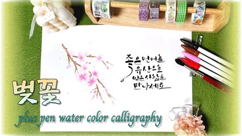 벚꽃 그림 과 김창옥 명언 Watercolor Calligraphy 프러스펜 수채화 캘리그라피 Saraart Youtube