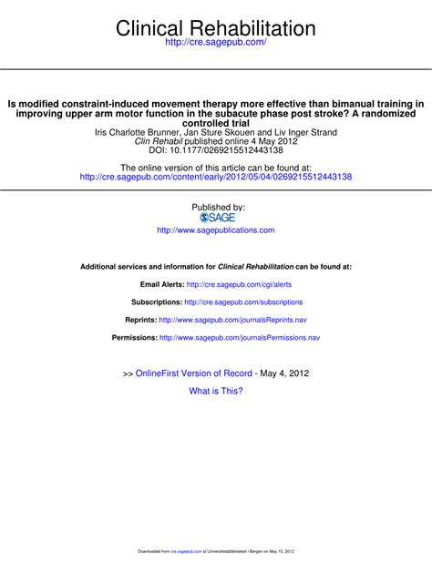 Pdf Is Modified Constraint Induced Movement Therapy More Effective