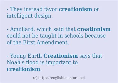 Some In Sentence Examples Of Creationism Englishteststore Blog