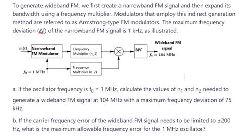 Solved To Generate Wideband FM We First Create A Chegg Com